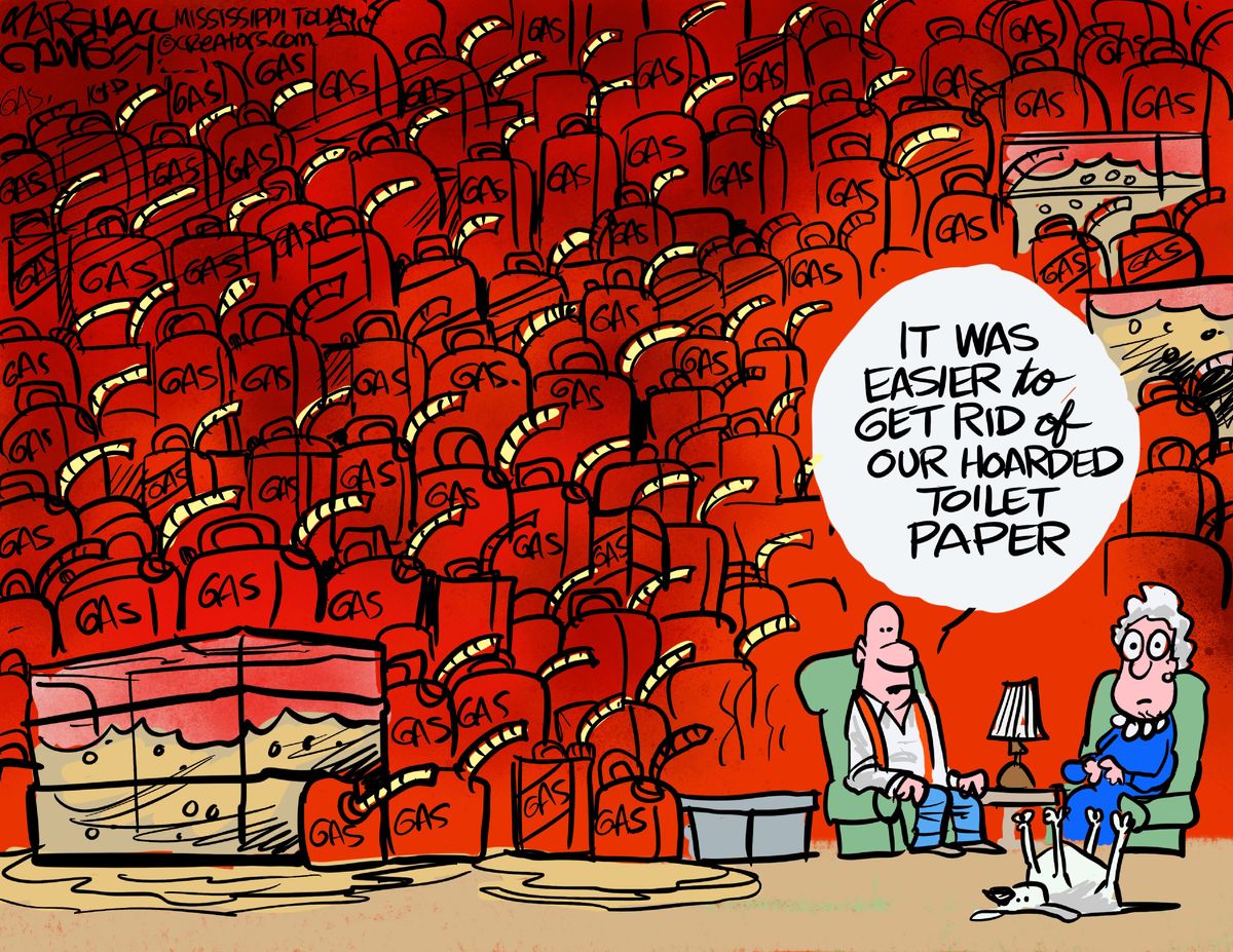 Editorial Cartoon U.S. gas hoarding colonial pipeline hack | The Week