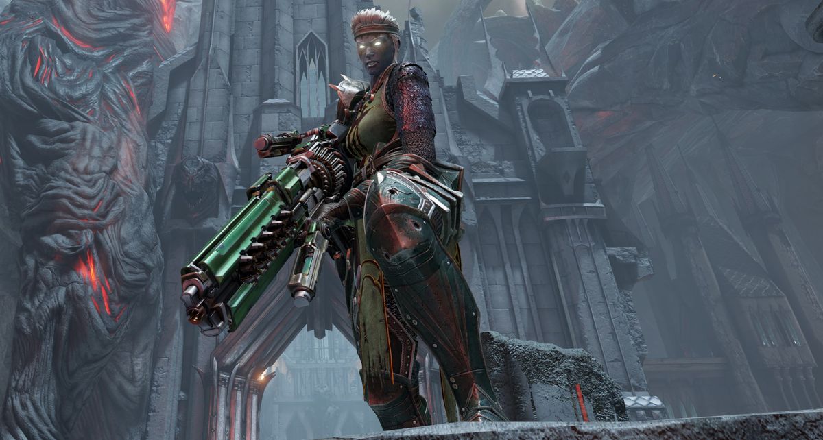 Quake Champions trailer introduces the 'Unholy Paladin,' Galena | PC Gamer