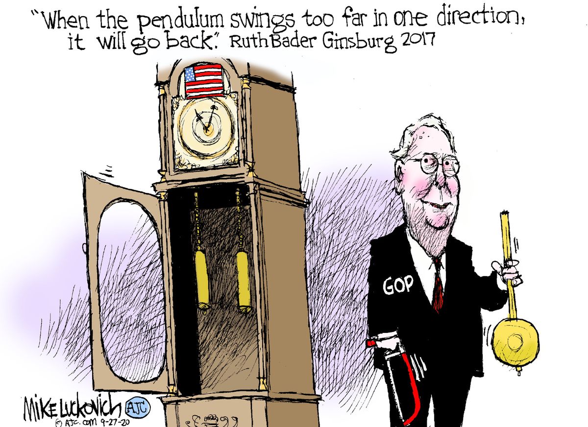 Political Cartoon U.S. McConnell Ginsburg pendulum | The Week