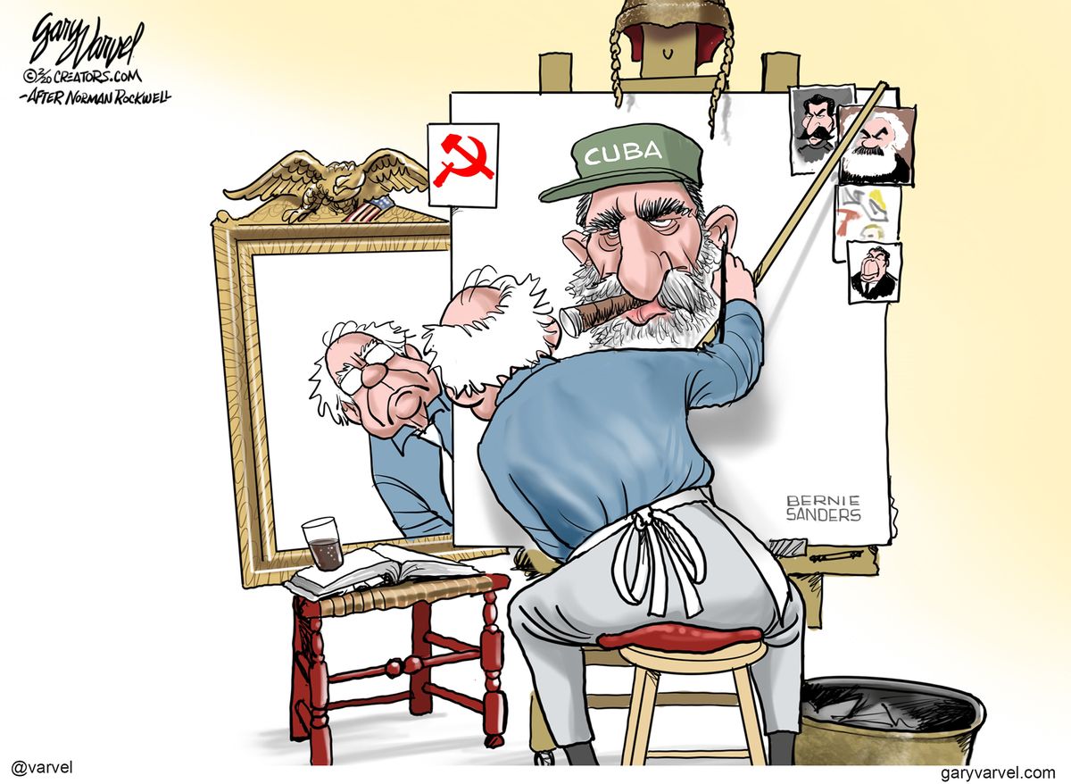 Political Cartoon U.S. Bernie Fidel Castro Cuba communism portrait ...