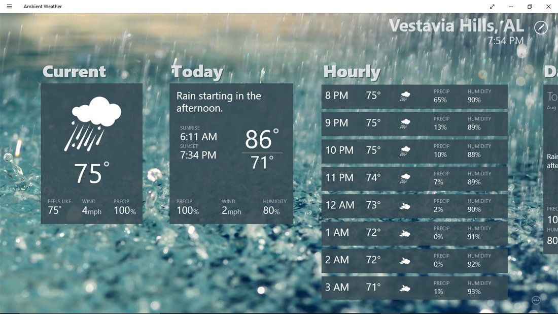 Ambient Weather, re-visiting the simple weather app in the Windows 10 ...