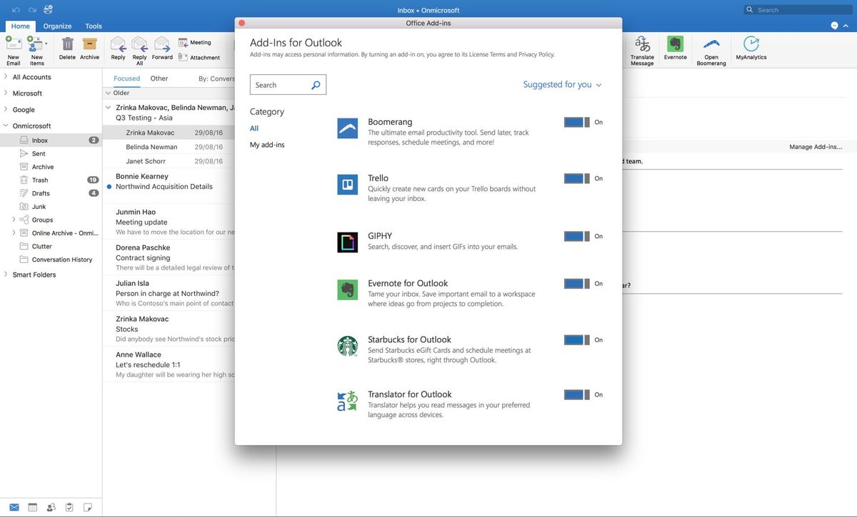 Outlook for Mac now supports add-ins and the MacBook Pro's Touch Bar ...