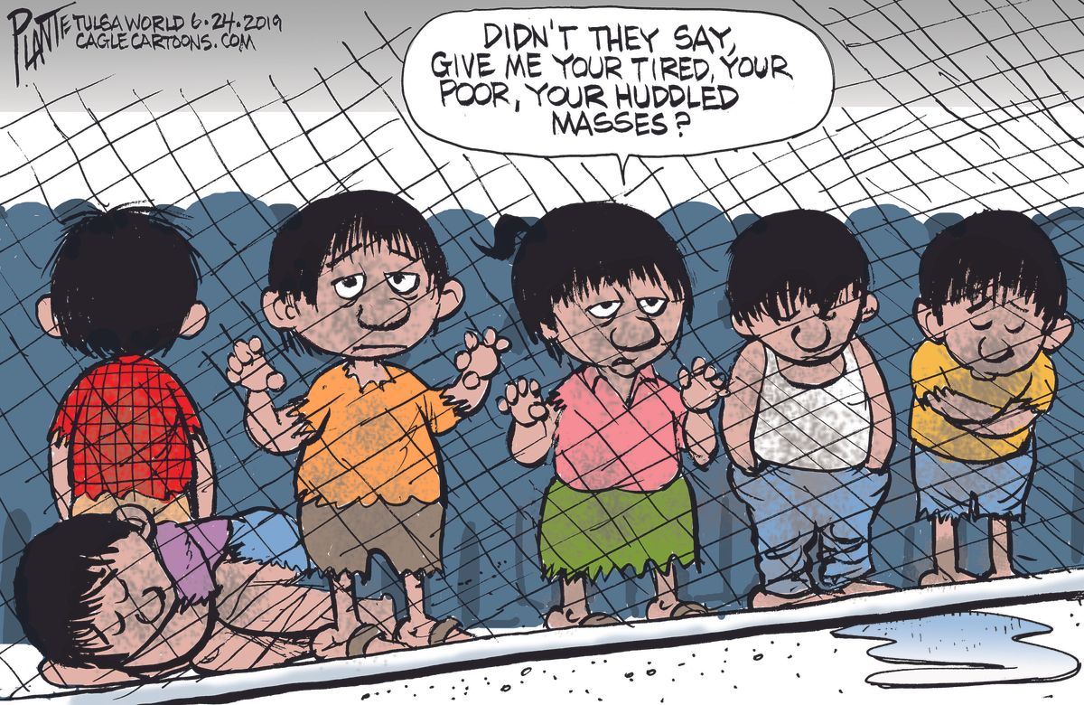 Political Cartoon U.S. Border Concentration Camps Statue of Liberty ...