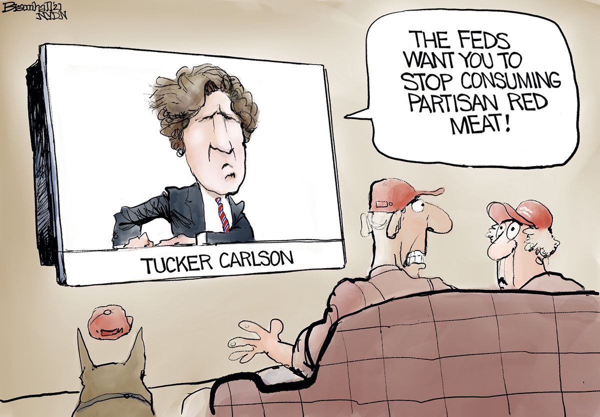 Political Cartoon U.S. tucker carlson fox news beef | The Week
