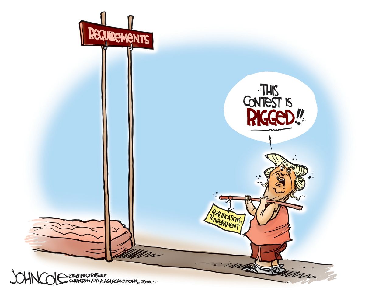 Political cartoon U.S. Donald Trump hurdle requirements presidency ...