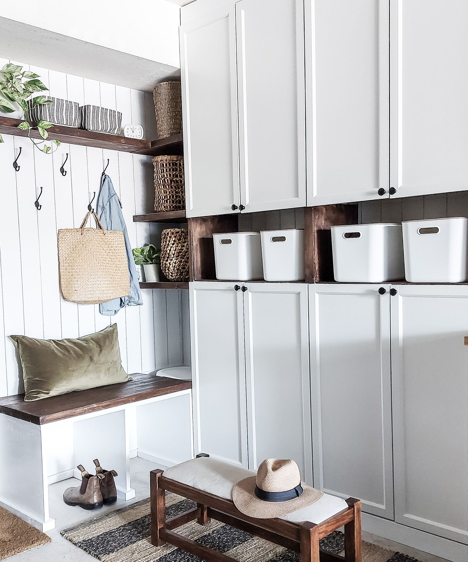 This IKEA BILLY hack is a stylish mudroom storage solution
