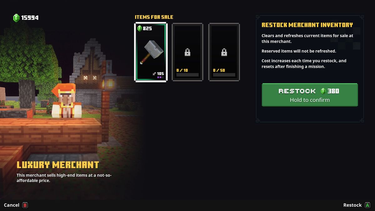 Minecraft Dungeons guide: How to use the new Luxury Merchant vendor ...