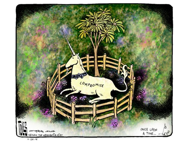 Political cartoon Washington DC compromise gridlock | The Week