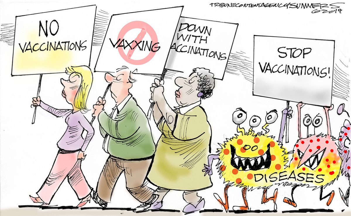 Political Cartoon U.S. Anti-Vaxxers diseases children public health ...