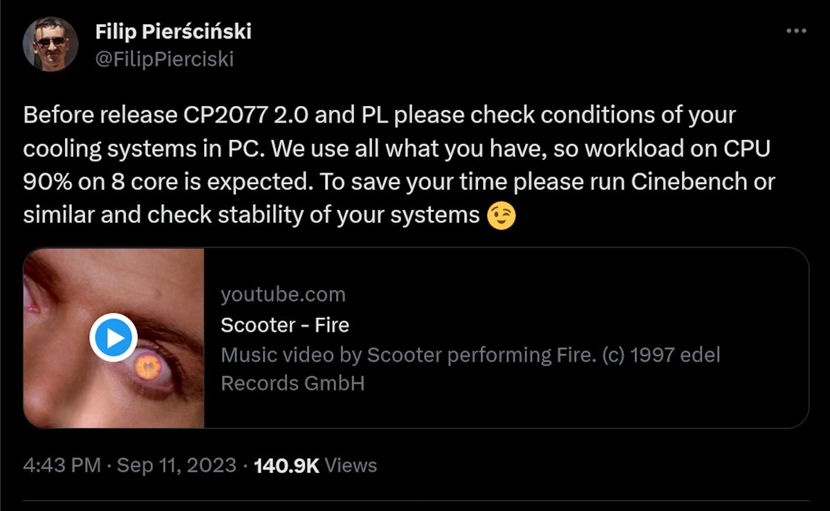 Cyberpunk 2077 dev warns PC gamers to 'check conditions of your cooling ...