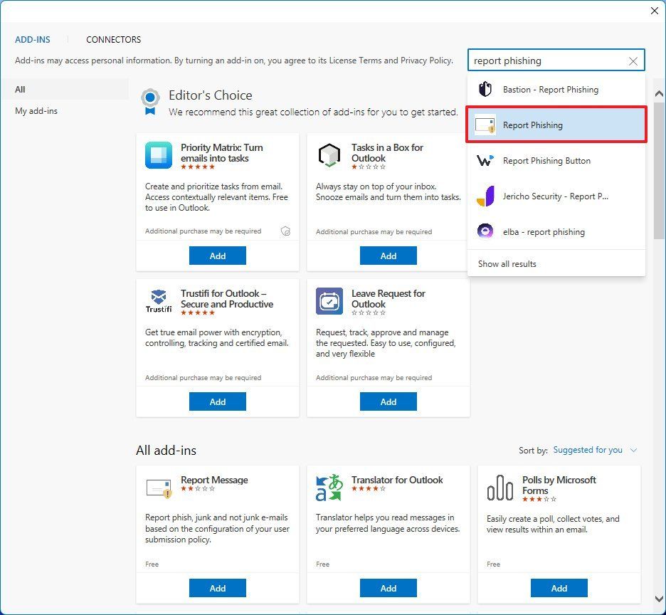 How to report phishing emails to Microsoft in Outlook for Windows 11 ...