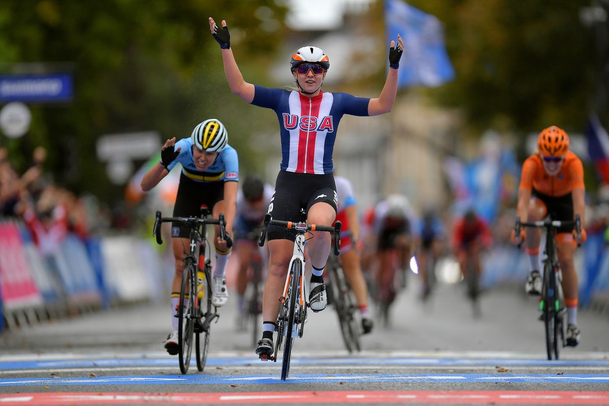 Megan Jastrab wins junior women's road race in scintillating finish at ...