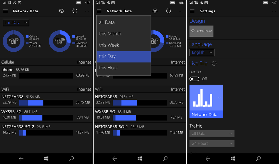 Network Data is a universal Windows 10 app to track all your usage ...
