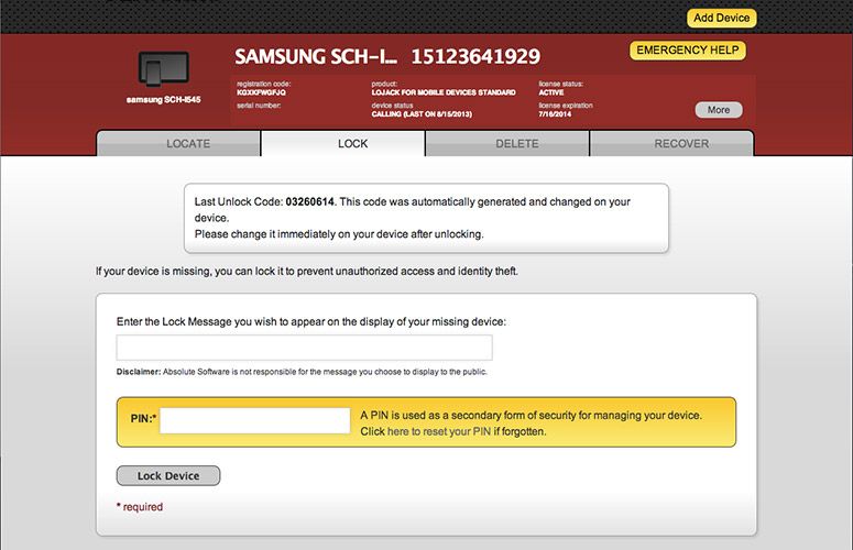 LoJack for Mobile Devices Review - Samsung Android App - LAPTOP ...