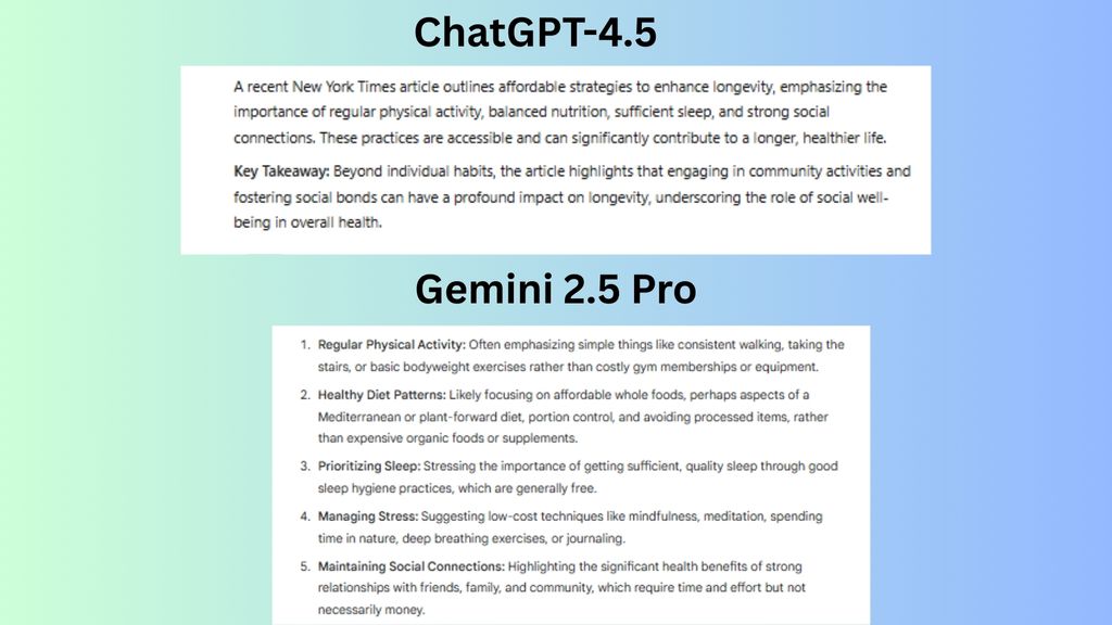 I tested ChatGPT-4.5 vs. Gemini Pro 2.5 with 5 prompts — and the ...