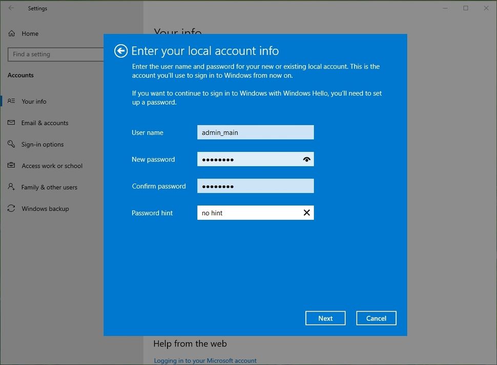 How to switch to a local account from a Microsoft account on Windows 10 ...