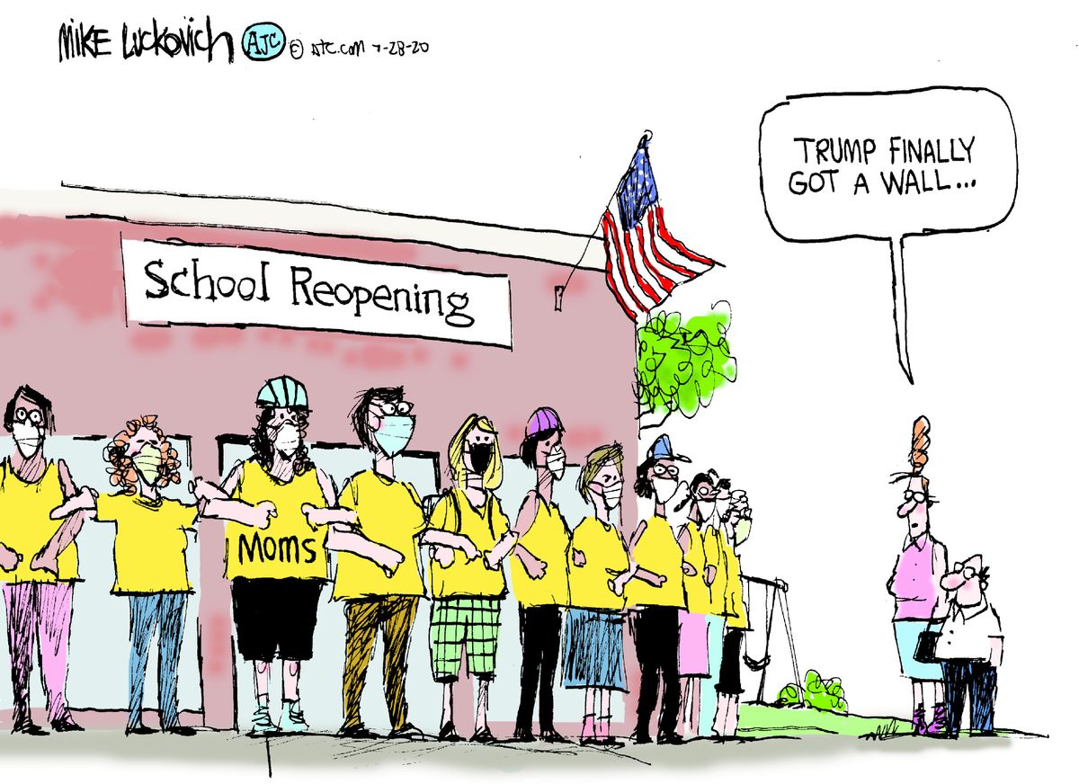 Political Cartoon U.S. Trump wall moms Portland protests | The Week