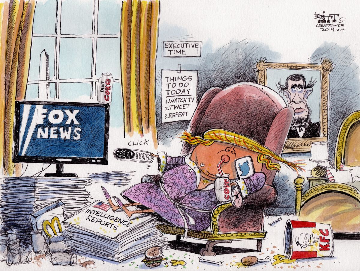 Political Cartoon U.S. Trump Lazy Executive time | The Week