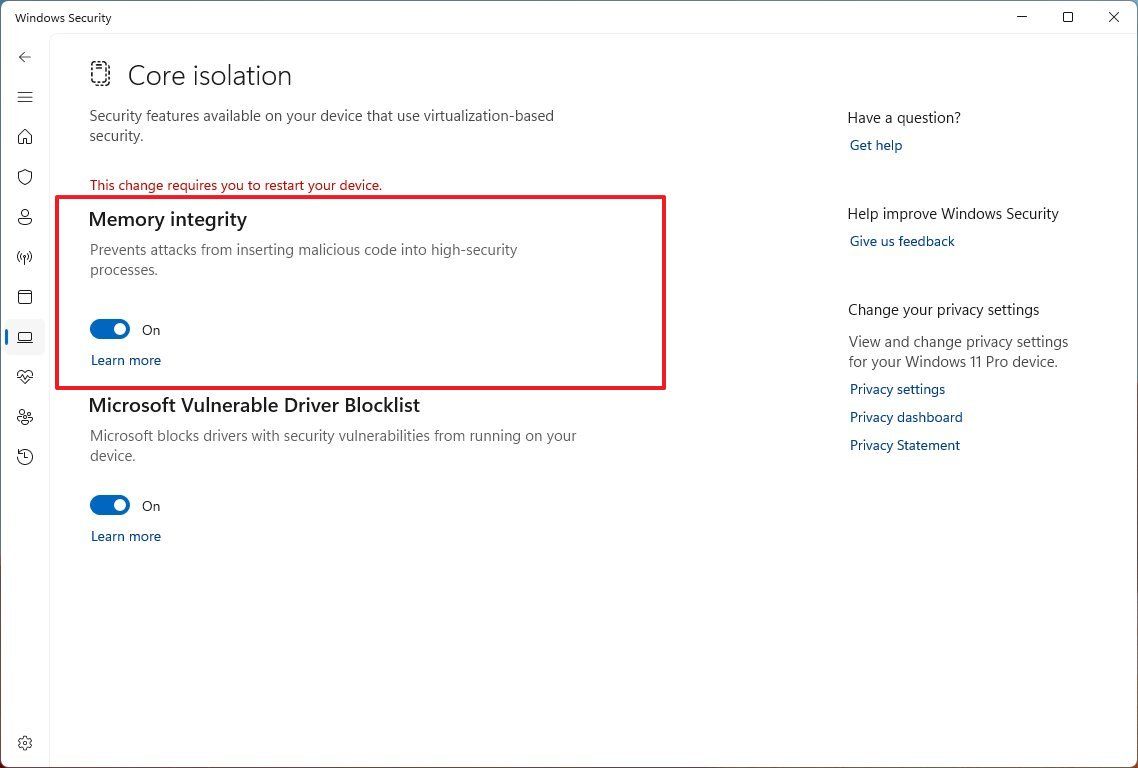 How to enable Core isolation's Memory integrity feature on Windows 11 | Windows Central