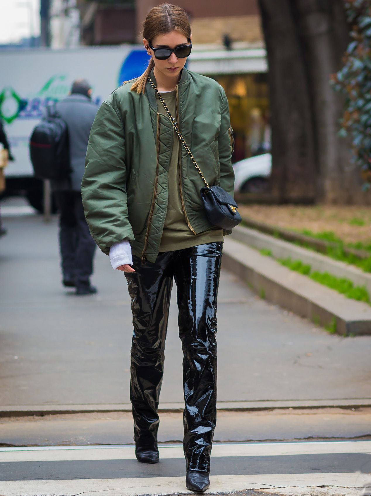 The Coolest Outfits With Vinyl Pants | Who What Wear