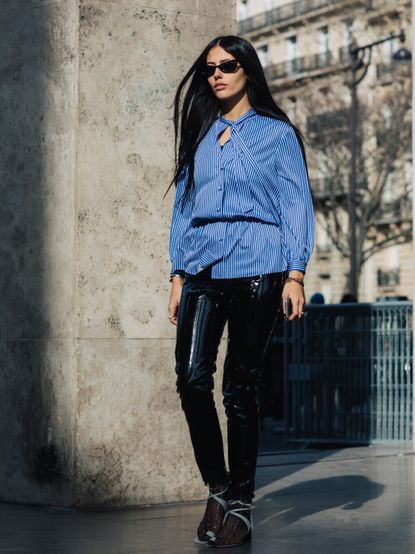 The Coolest Outfits With Vinyl Pants | Who What Wear