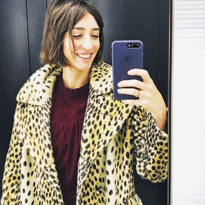 Laura Jackson Wearing a Leopard-Print Coat | Who What Wear