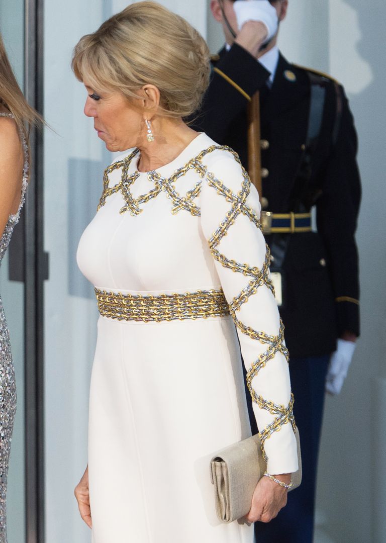 Brigitte Macron Wore a White Gown at the White House | Who What Wear