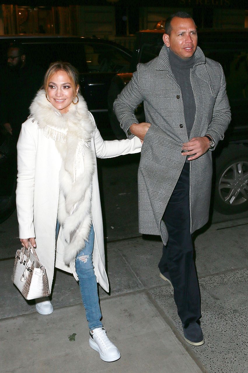 How J.Lo Wears Skinny Jeans and Sneakers for Date Night | Who What Wear