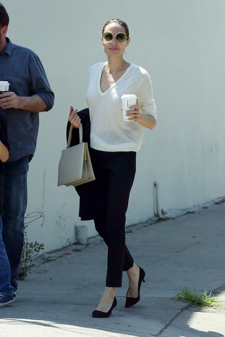 6 Wardrobe Basics Angelina Jolie Wears on Repeat | Who What Wear
