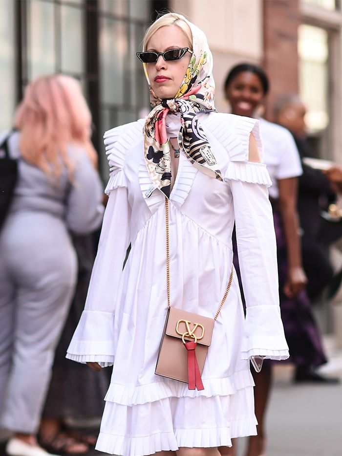 The Babushka Scarf Is the Hair Accessory Fashion Girls Love | Who What Wear