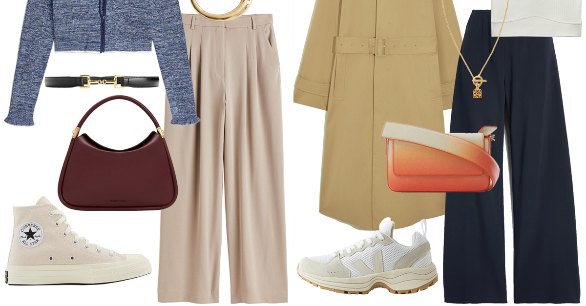 4 Wide-Leg-Trouser-and-Trainer Outfits to Wear In 2024 | Who What Wear