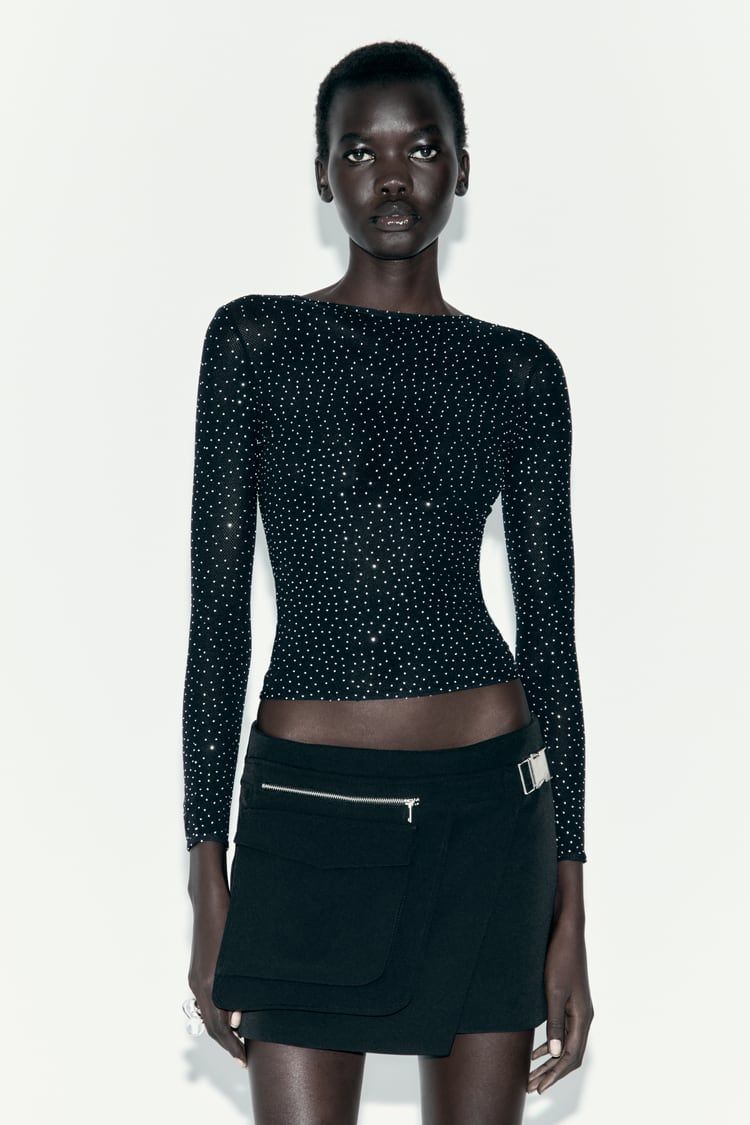 Free People's Crystal Mesh Top Goes Perfectly with Jeans | Who What Wear