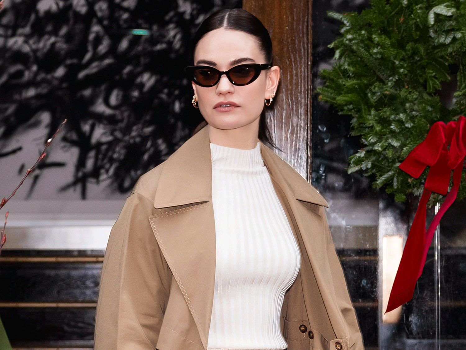 Lily James Wore the Perfect Winter Boot Outfit in NYC | Who What Wear