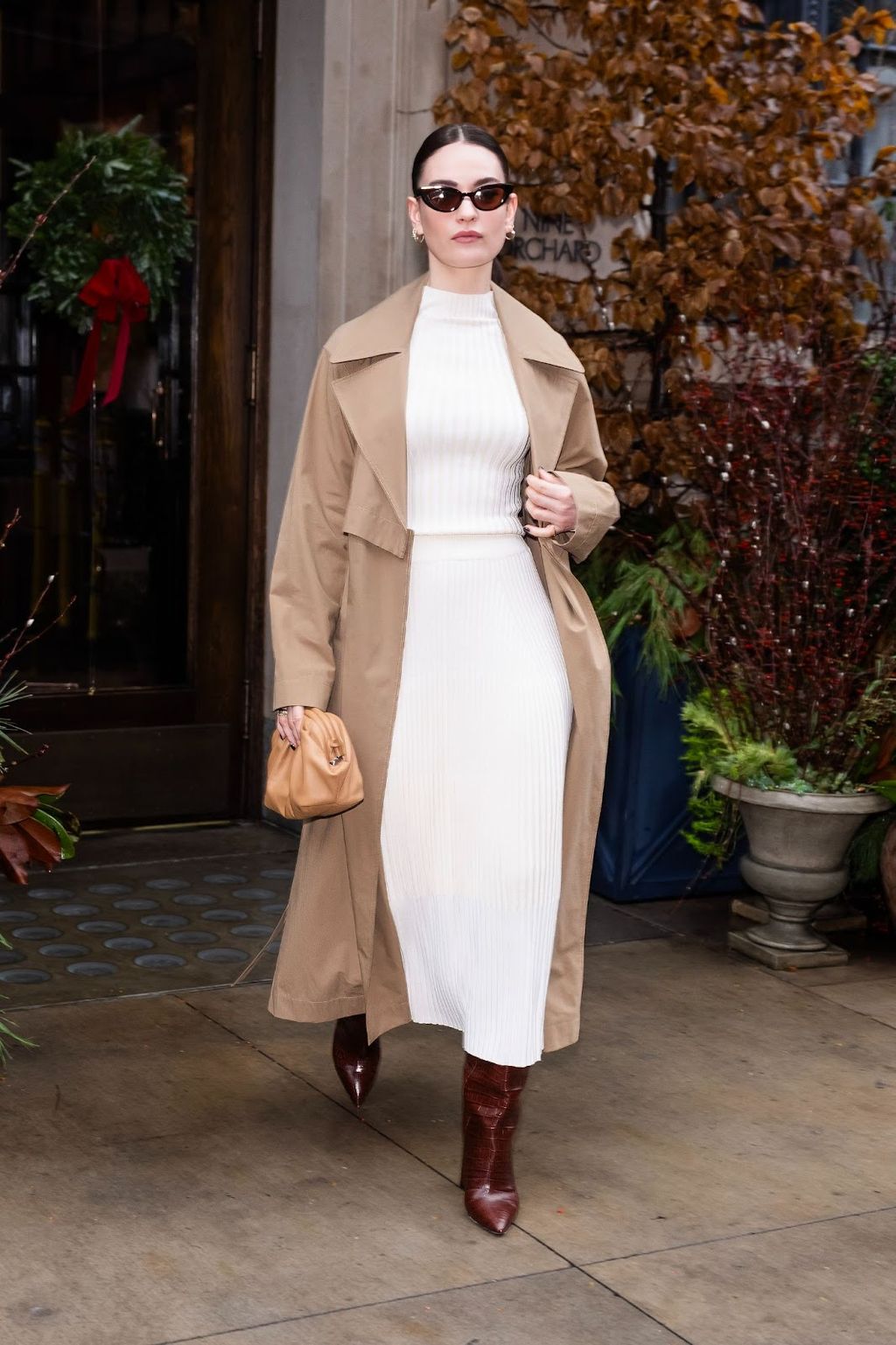 Lily James Wore the Perfect Winter Boot Outfit in NYC | Who What Wear