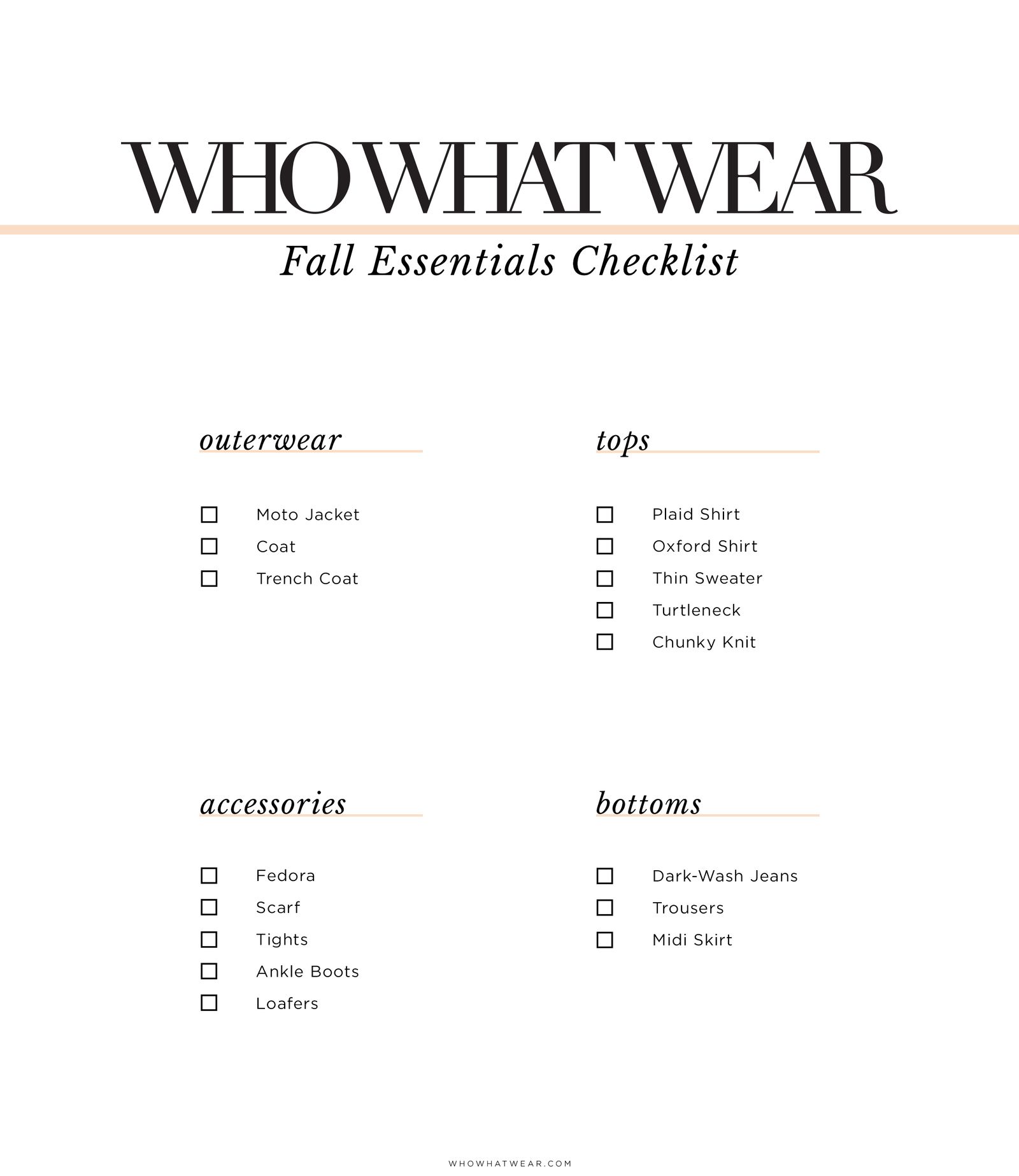 Your Fall Essentials Wardrobe Checklist | Who What Wear