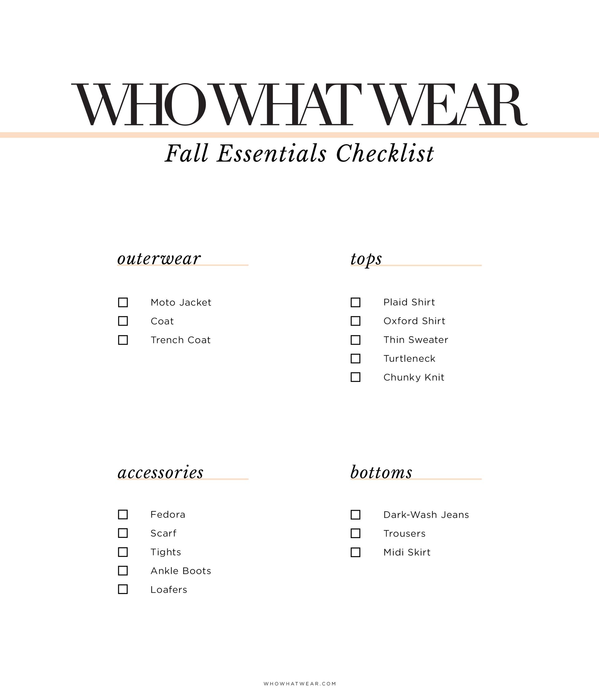 Your Fall Essentials Wardrobe Checklist | Who What Wear