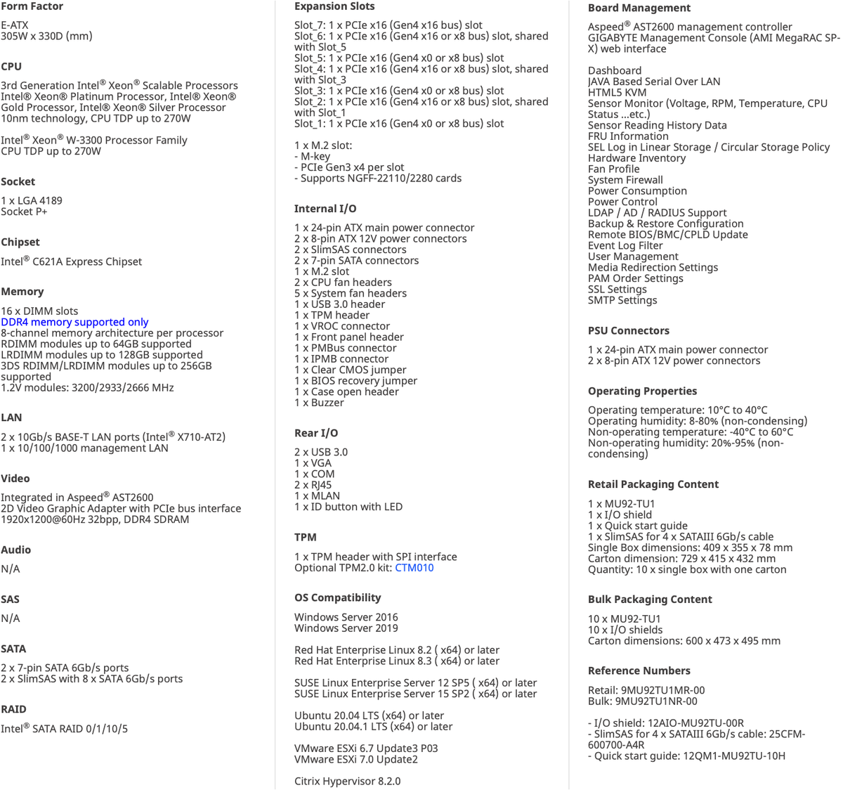 Gigabyte Outs MU92 Server Motherboards for Xeon W-3300 | Tom's Hardware
