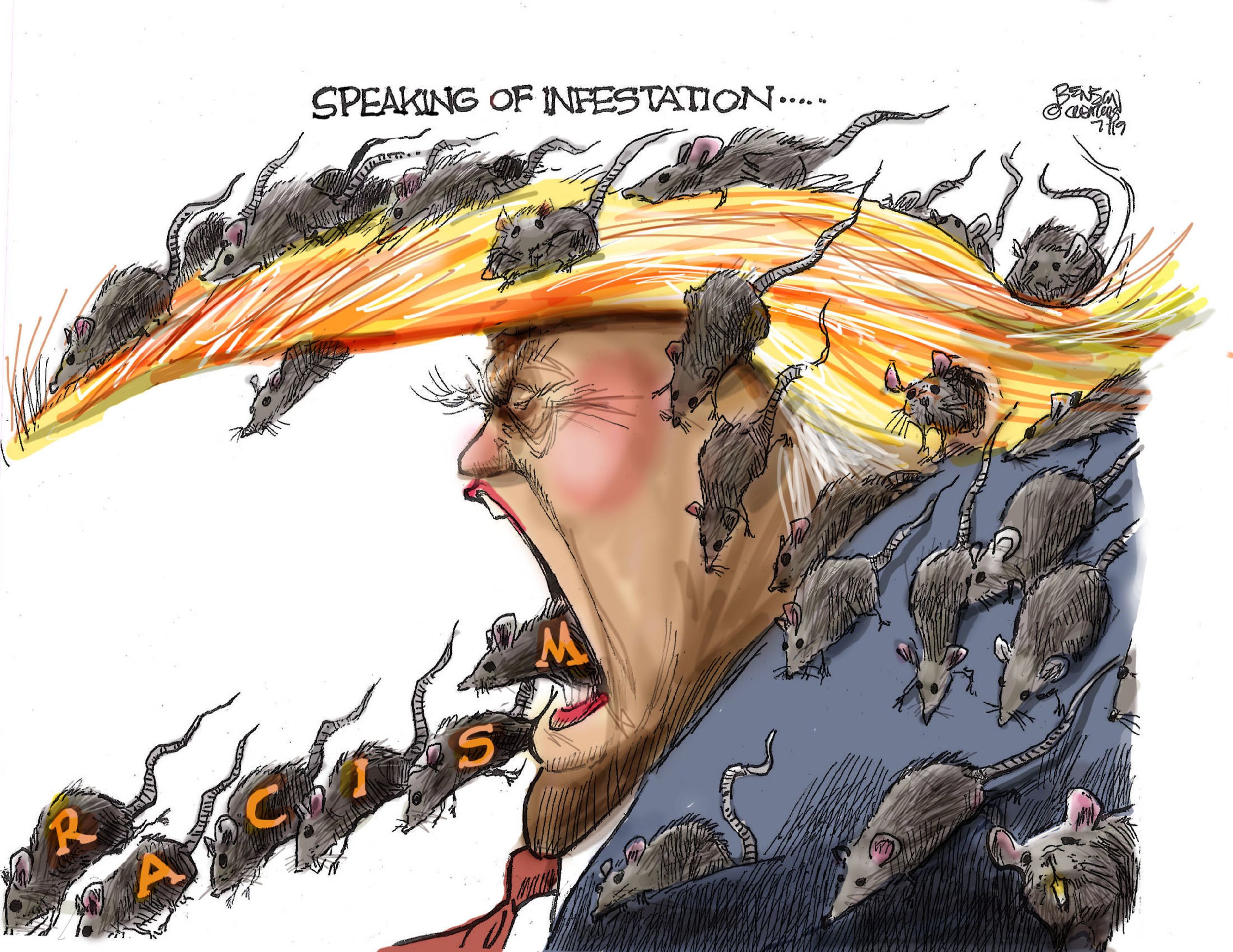 Political Cartoon U.S. Trump Rat Infested Racist Tweets Baltimore ...