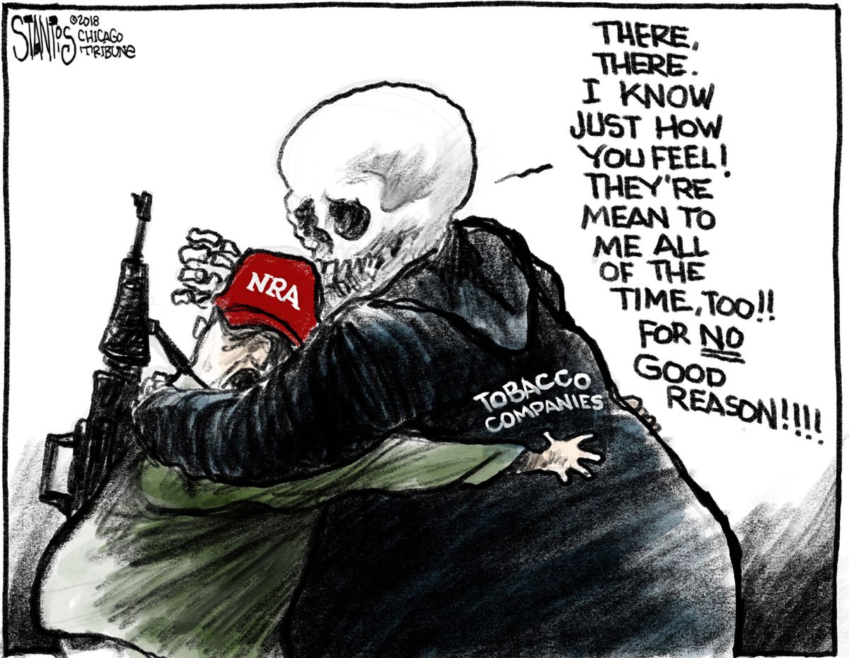 Political cartoon U.S. Gun violence NRA tobacco companies | The Week
