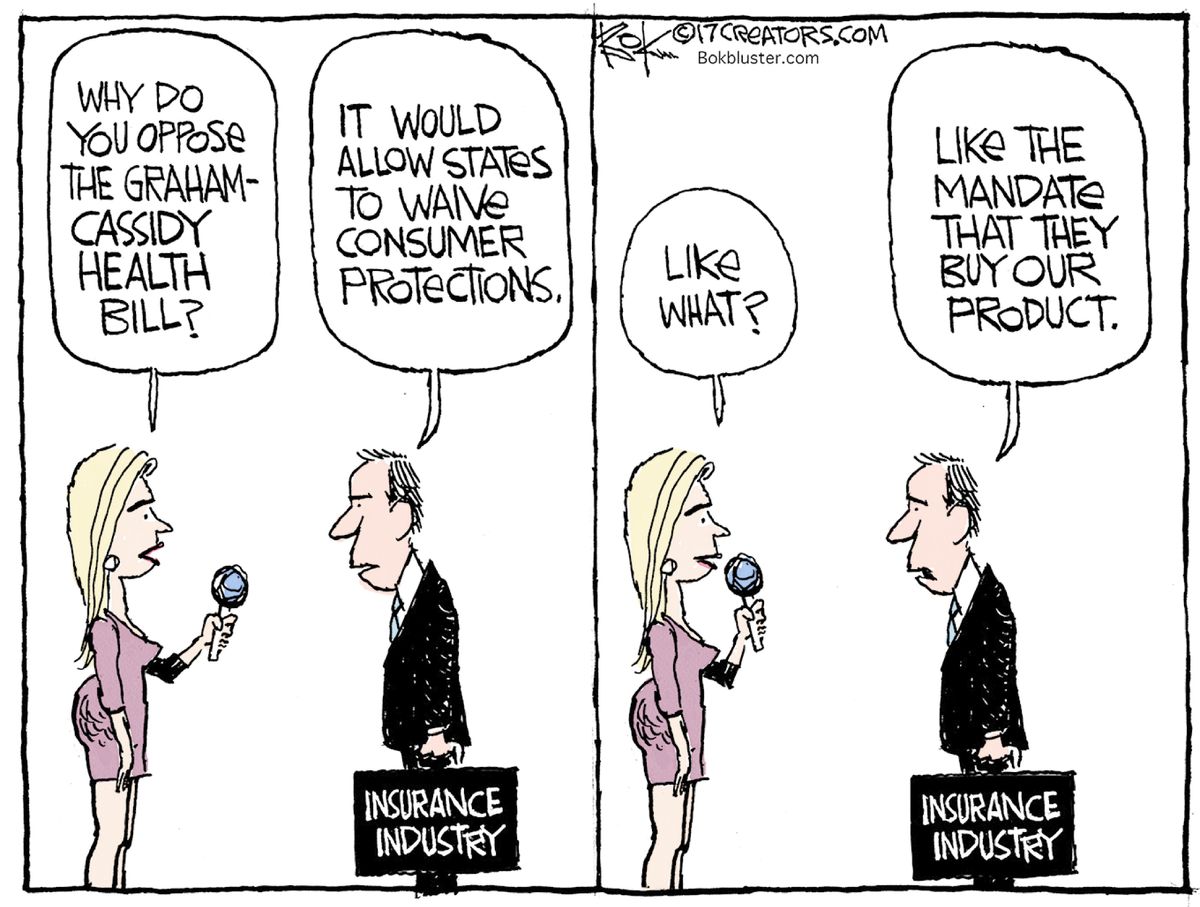 Political cartoon U.S. Graham Cassidy bill insurance industry | The Week