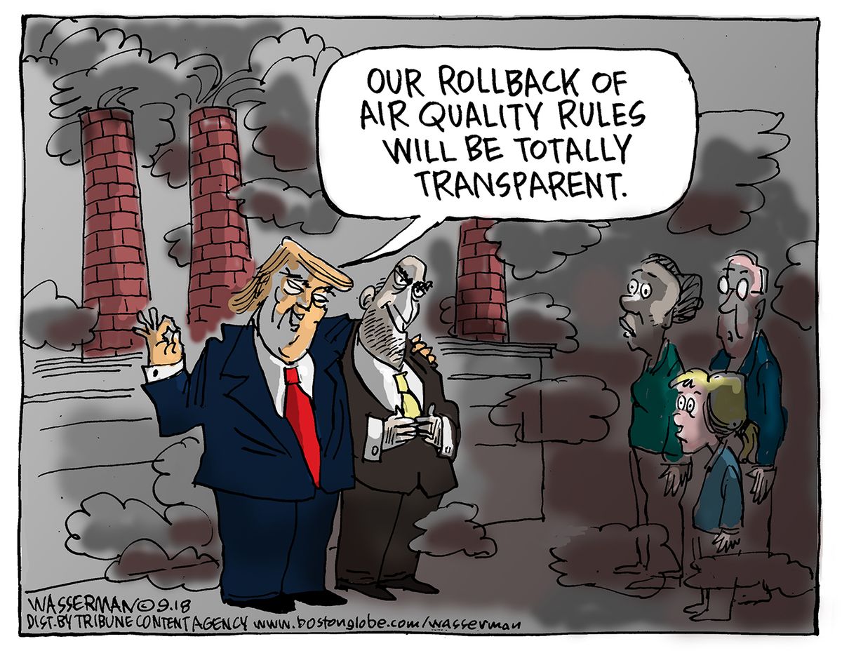 Political cartoon U.S. Trump administration EPA air quality regulations ...