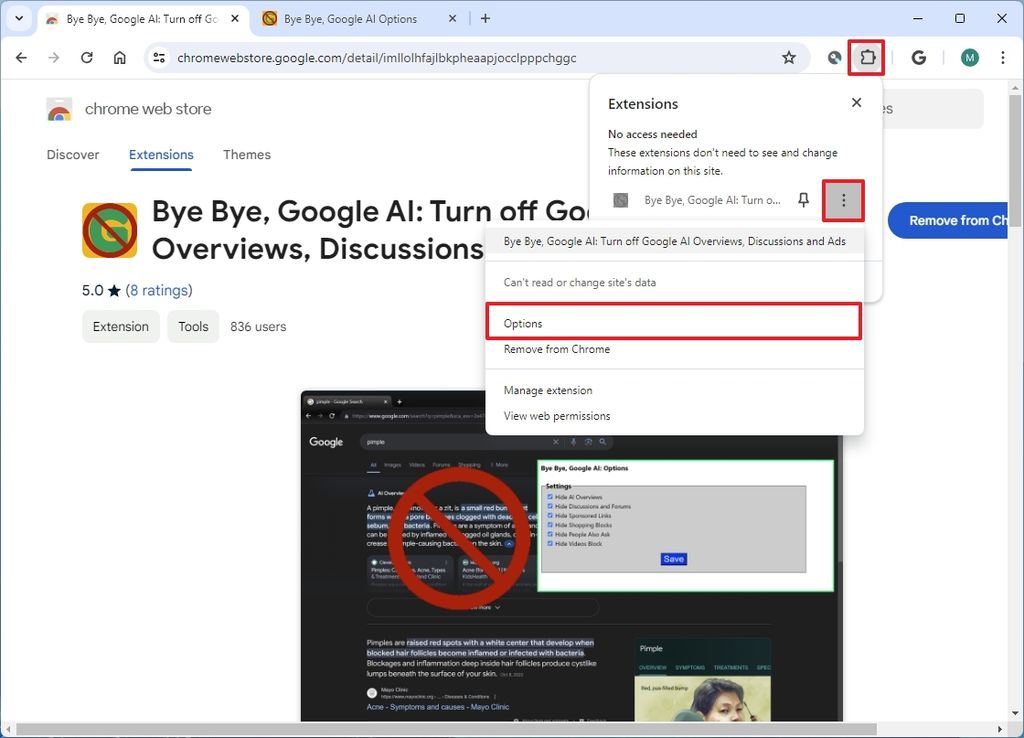 How to hide AI results on Google search with two methods for Microsoft ...
