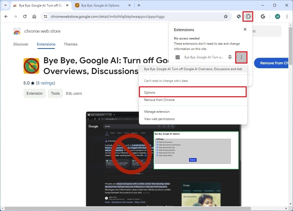 How to hide AI results on Google search with two methods for Microsoft ...