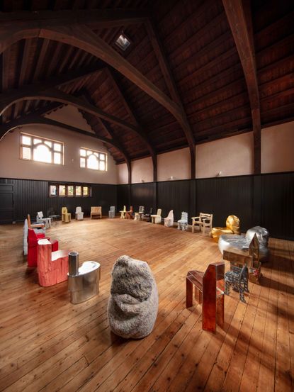 Max Lamb exhibits a decade of chairs in a former church hall | Wallpaper*