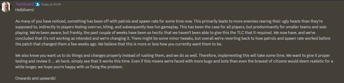 Helldivers 2 dev says patrol spawn rates are busted and that Arrowhead ...