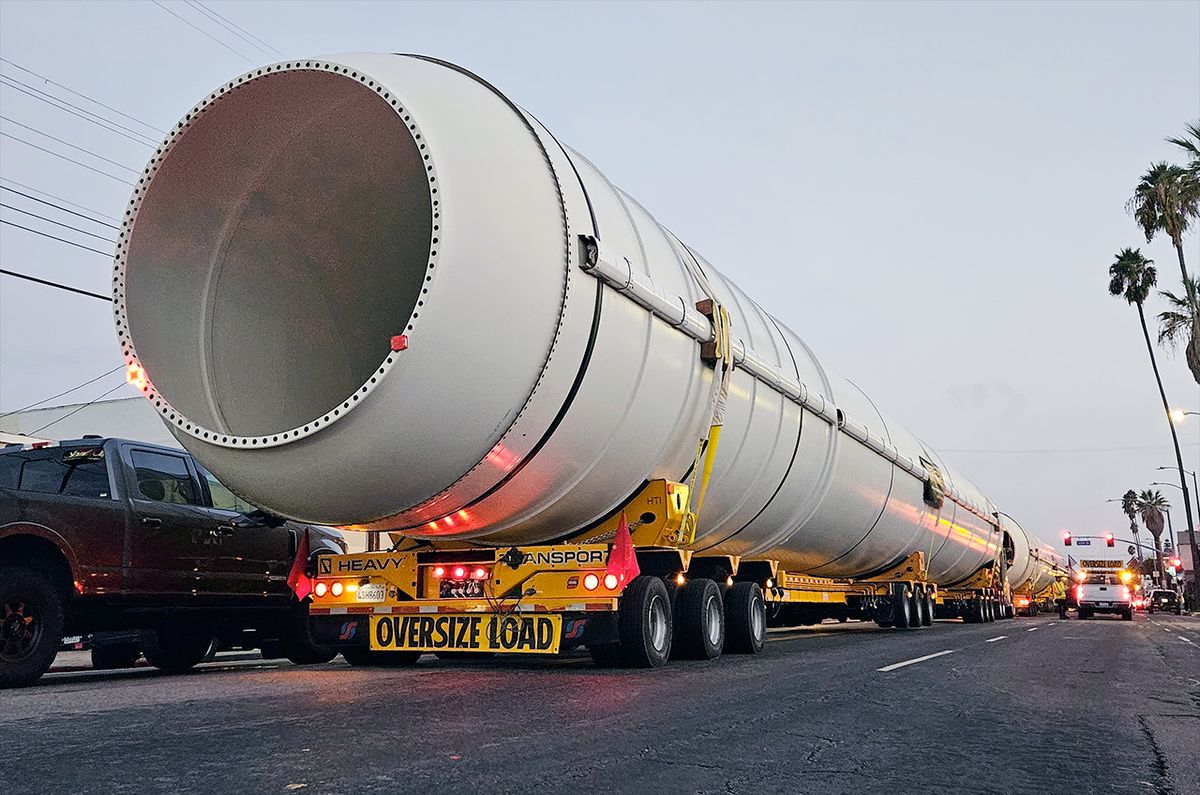 Rocket booster parts arrive in LA for space shuttle Endeavour exhibit ...