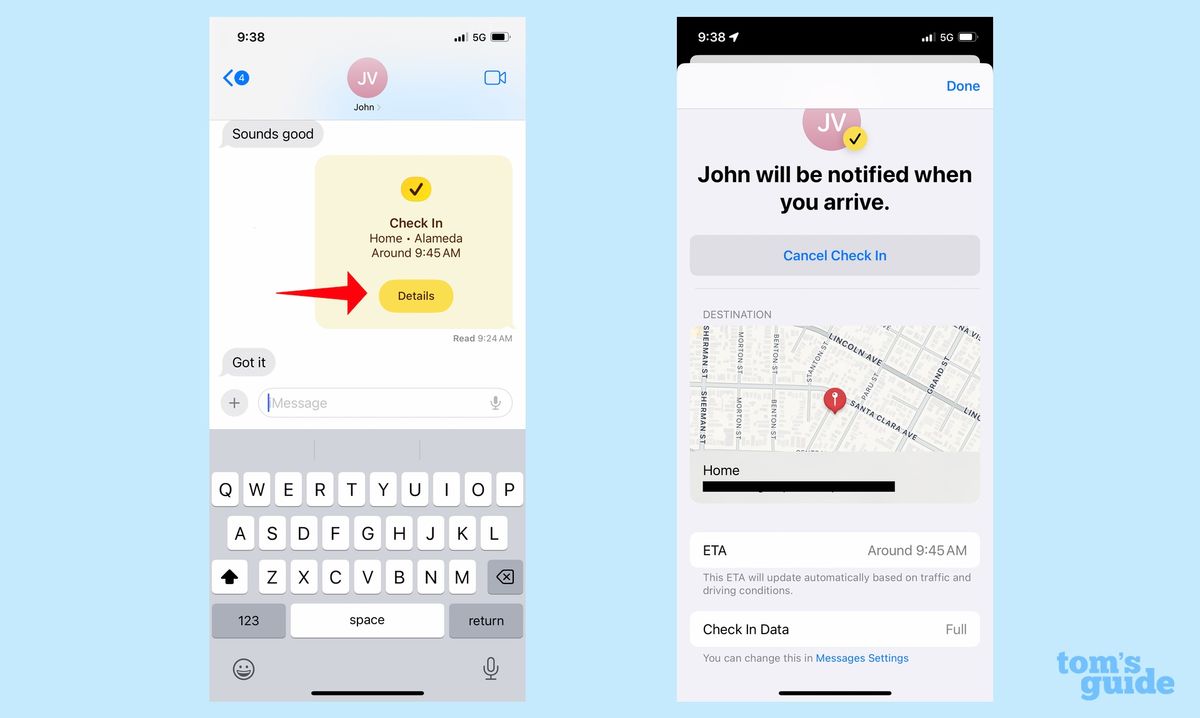 How to use the Check In feature in iOS 17 | Tom's Guide
