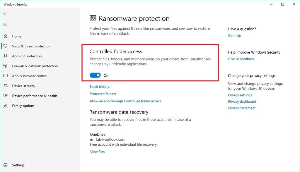 How to enable Controlled folder access to protect data from ransomware ...