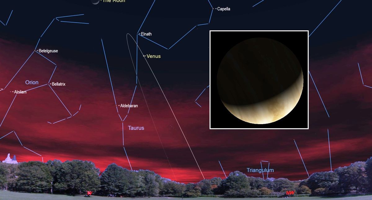 See the bright 'evening star' Venus swing by the crescent moon tonight ...