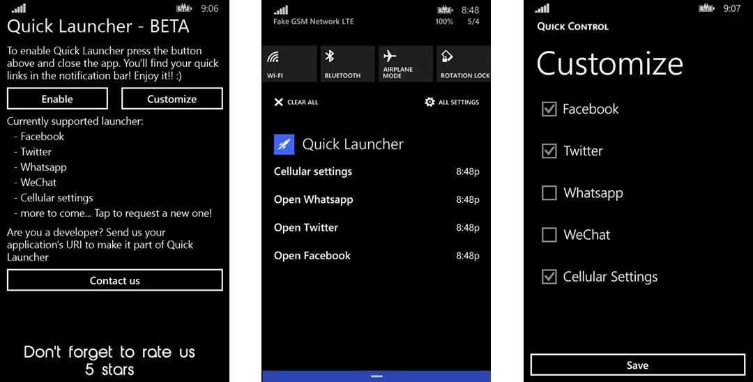 Quick Launcher for Windows Phone 8.1 gives you quick access to your ...